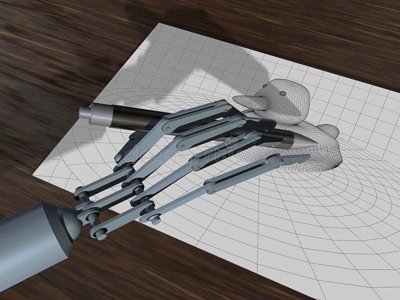 Man with Prosthetic Arm Draw a Duck Stock Illustration - Illustration ...