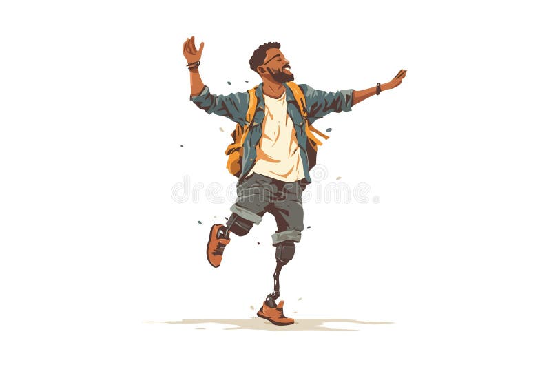Man with Prosthetic Leg Dancing Disabled Isolated Stock Vector ...