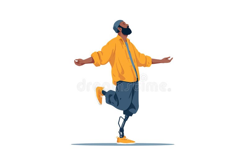 Man with Prosthetic Leg Dancing Man Isolated Stock Vector ...