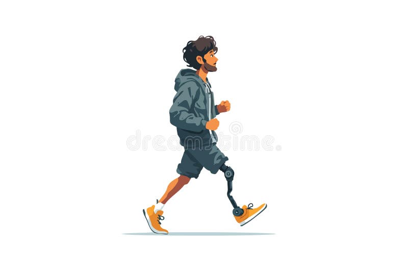 Man with Prosthetic Leg Runing Training Isolated Stock Vector ...