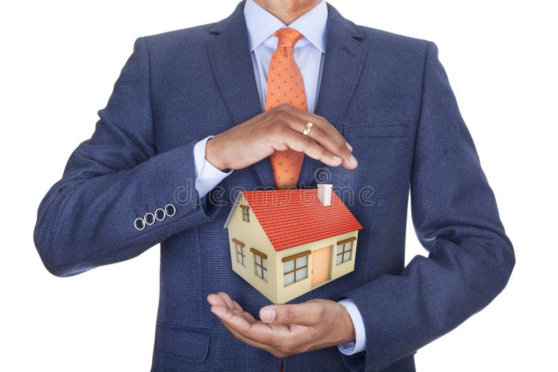 Man Protecting a House with His Hands Stock Image - Image of investment ...