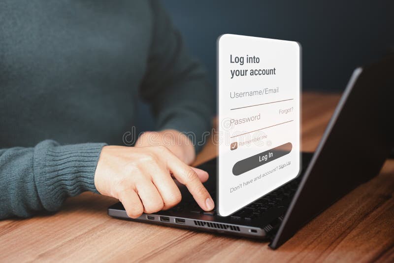 Man Protecting Personal Data On A Computer Laptop And Virtual Interface