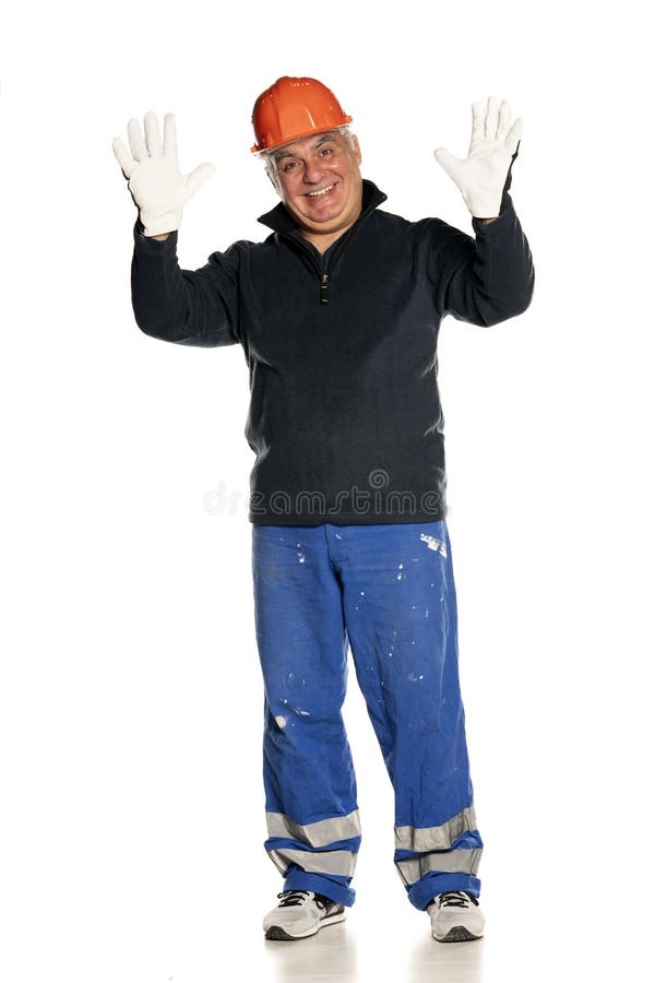 Man with Protective Equipment Waving Hands Stock Photo - Image of ...