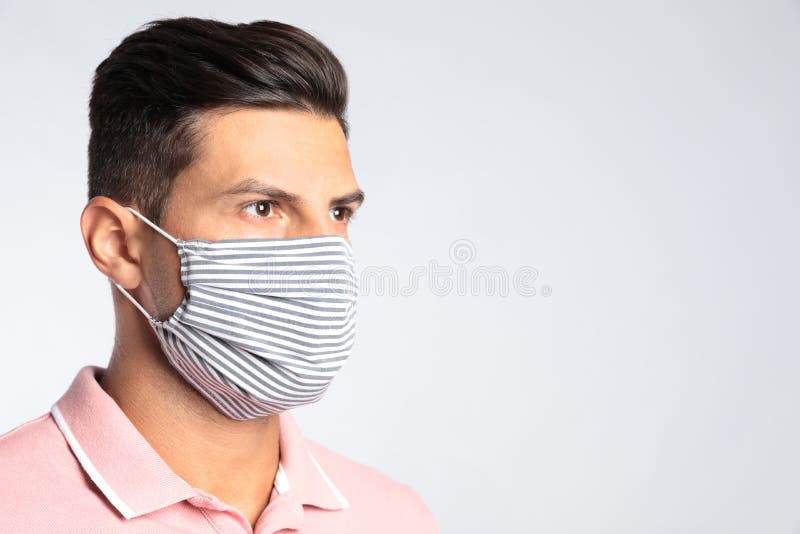 Man in Protective Face Mask on White Background Stock Photo - Image of ...