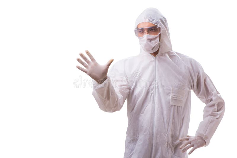 The Man in Protective Suit Isolated on White Background Stock Image ...
