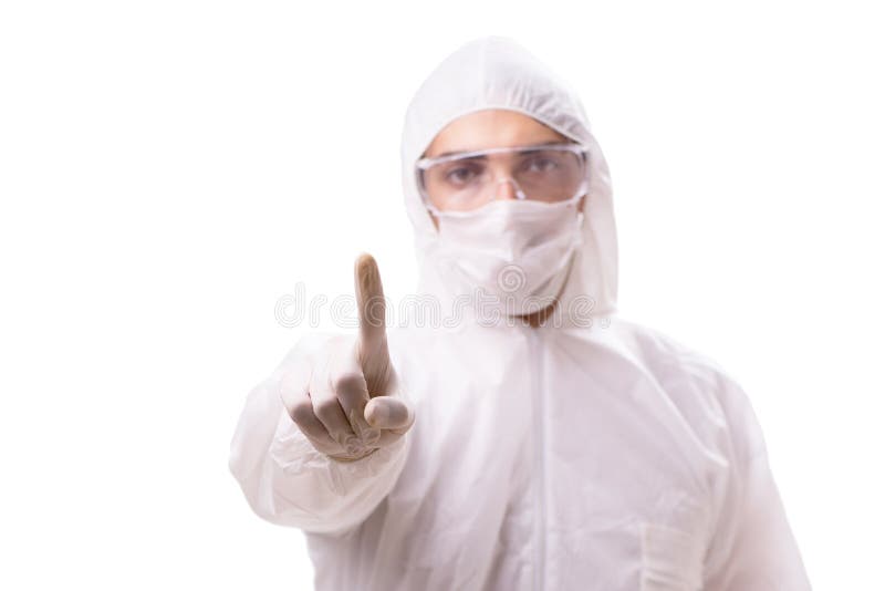 The Man in Protective Suit Isolated on White Background Stock Image ...