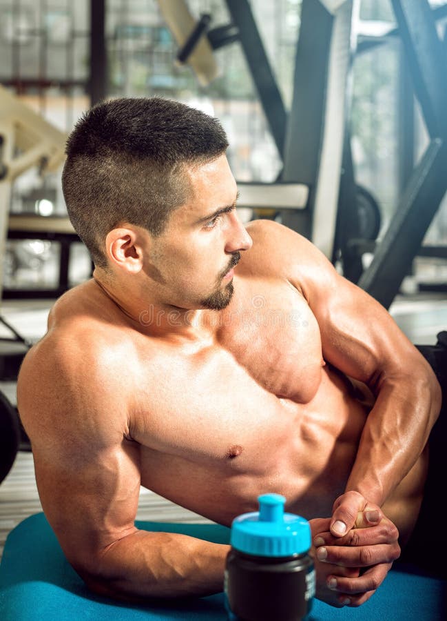 Man with protein shake stock photo. Image of exercise - 57083536