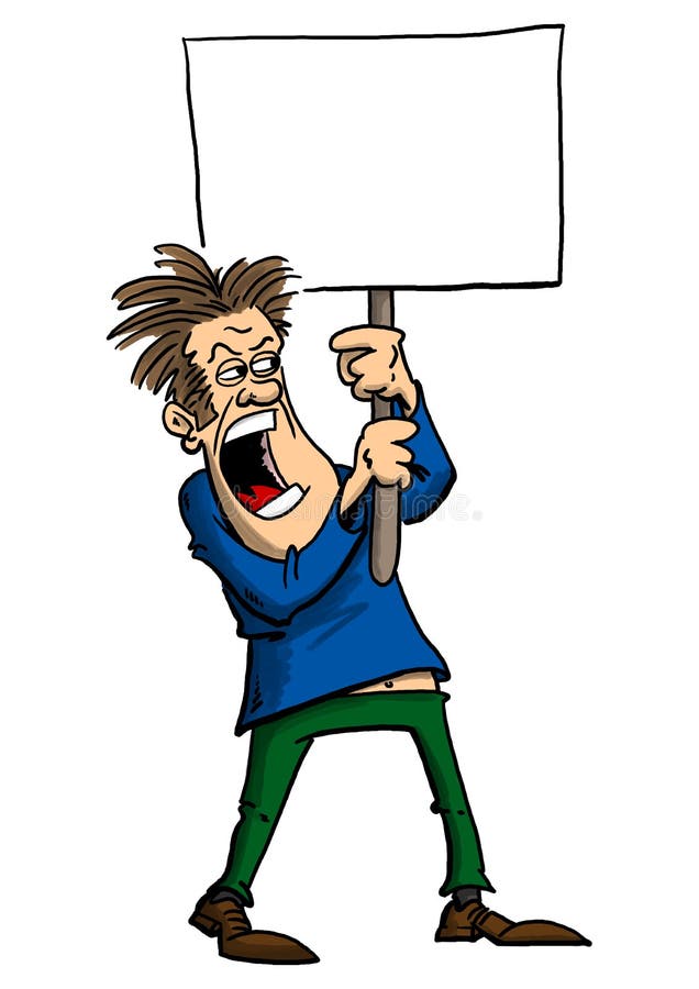 Man protesting with sign stock illustration. Illustration of idea ...