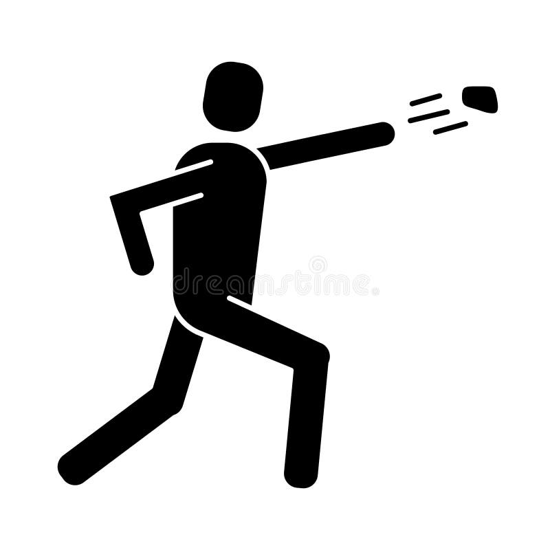 Man Protesting Throwing Rock Silhouette Style Icon Stock Vector ...