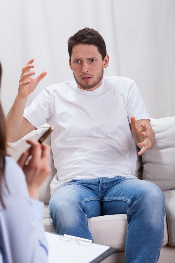 Man during psychotherapy stock image. Image of angry - 41492025