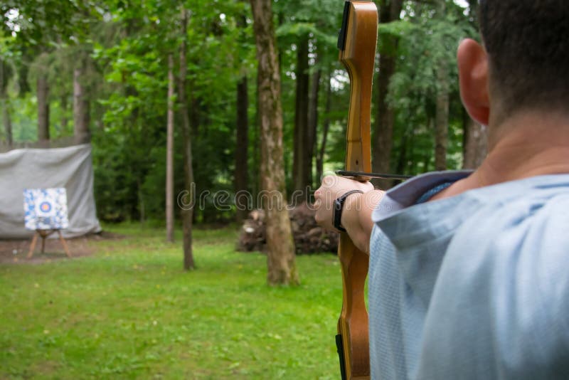 Man, Pulled the String, for a Further Shot from the Bow To the Target ...