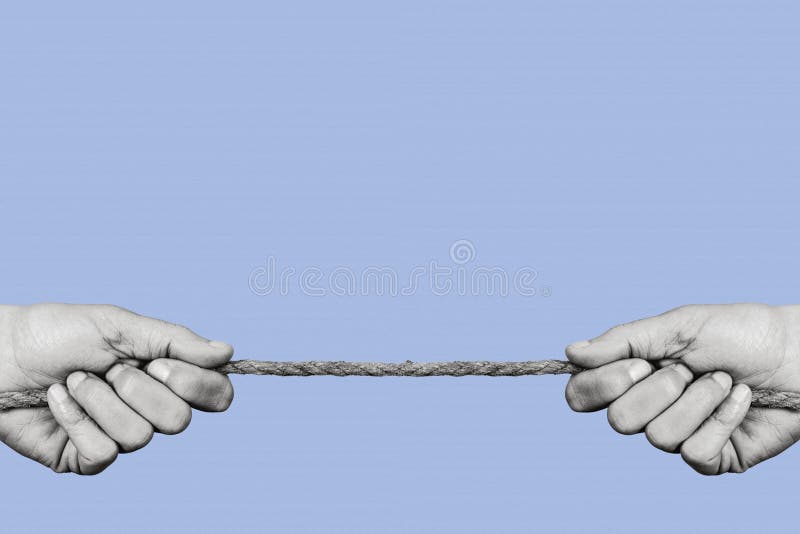 Man Pulling Both Ends of a Rope Stock Image - Image of blank ...