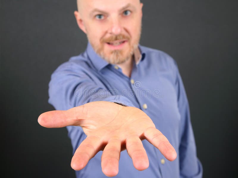 Man is Pulling Forward the Open Hand Stock Image - Image of human, pull ...