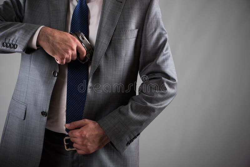 The Man Pulling Out Gun from His Pocket Stock Photo - Image of firearm ...