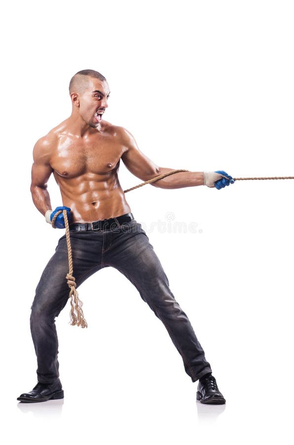 Man pulling the rope stock image. Image of force, group - 28785751
