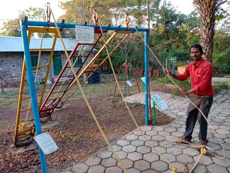 A Man Pulling Rope at Science Model for Testing in India January 2020 ...