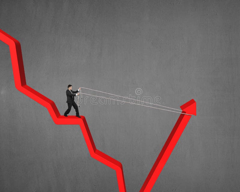 Man Pulling Up Going Down Red Arrow Stock Photos - Free & Royalty-Free ...