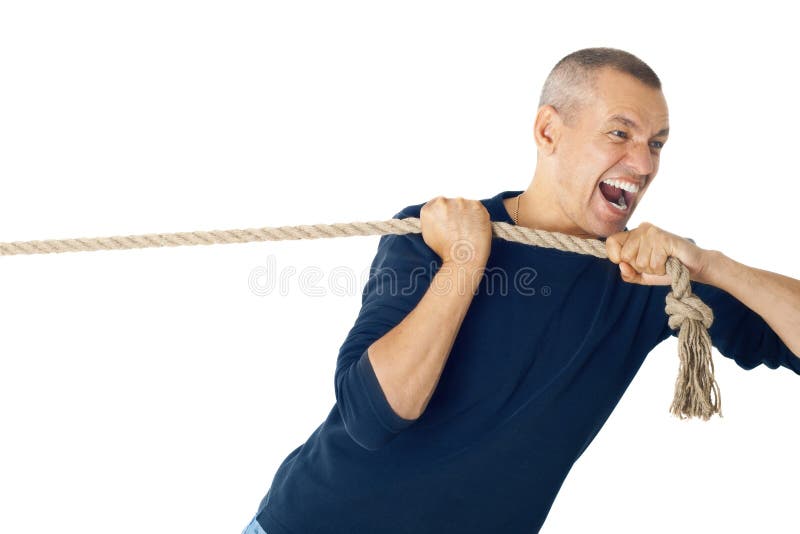 Man Pulls A Rope Royalty Free Stock Photo - Image: 15668975