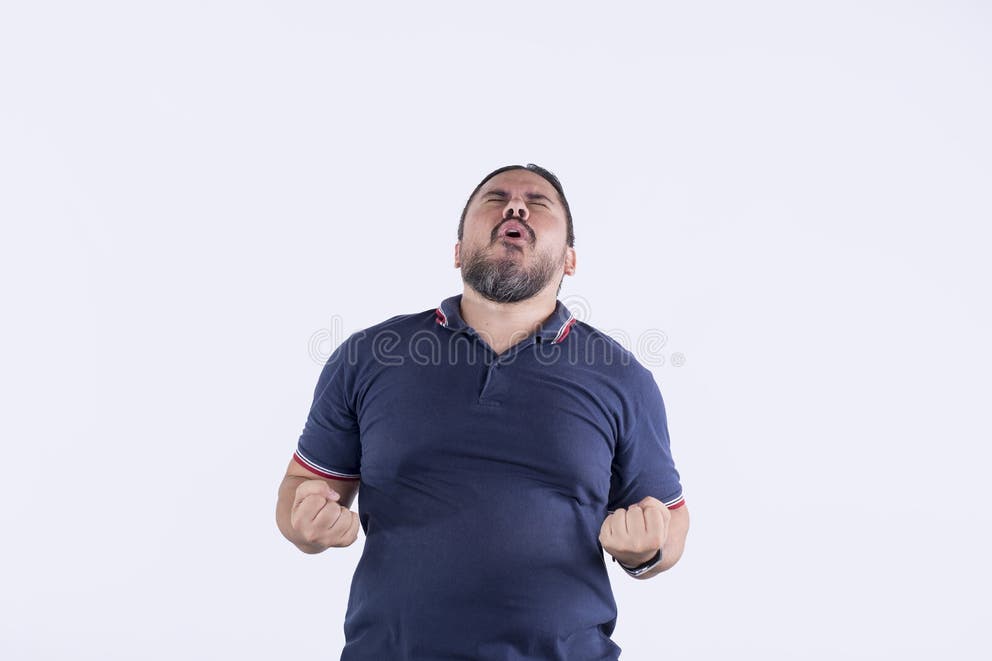 A Man Pumped Up in Victory Saying Yes. Overly Ecstatic and Rambunctious ...