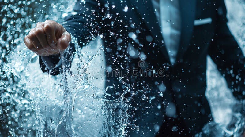 Man Punching through Water in Dramatic Action Shot Stock Image - Image ...