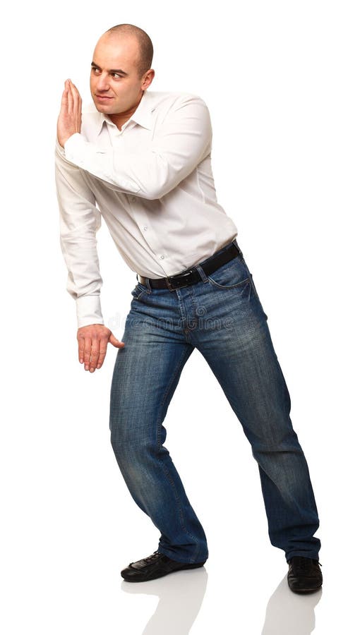 Man push pose stock image. Image of white, push, success - 17002187