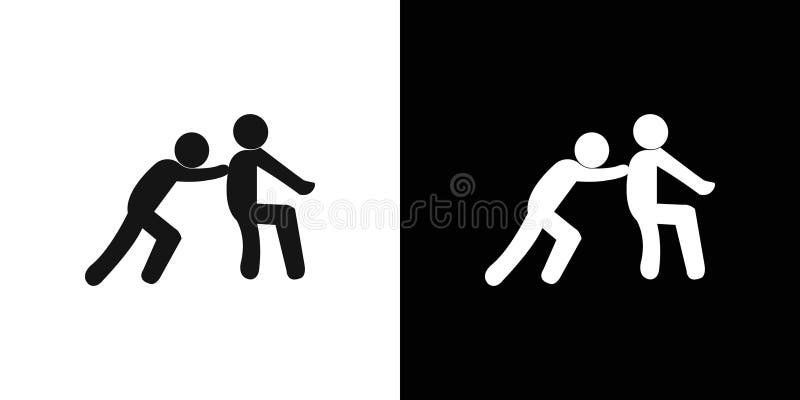 Man Pushing Another Person Icon Flat Line Illustration Stock Vector ...