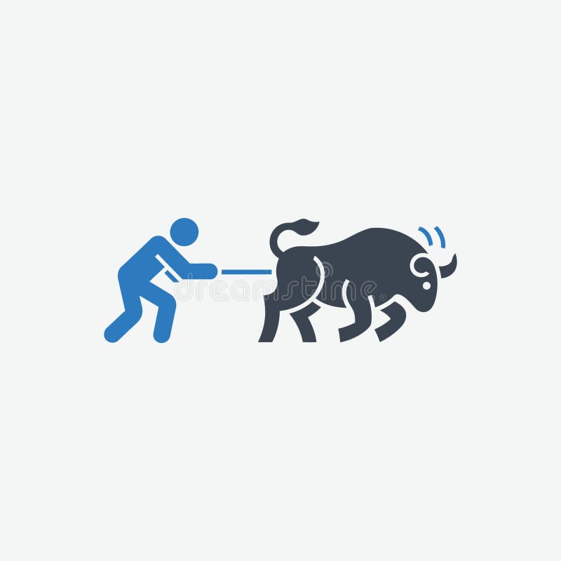 Man Pushing Bull icon stock illustration. Illustration of effort ...