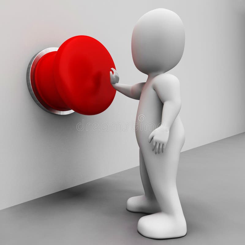 Man Pushing Button Shows Control Stock Illustration - Illustration of ...