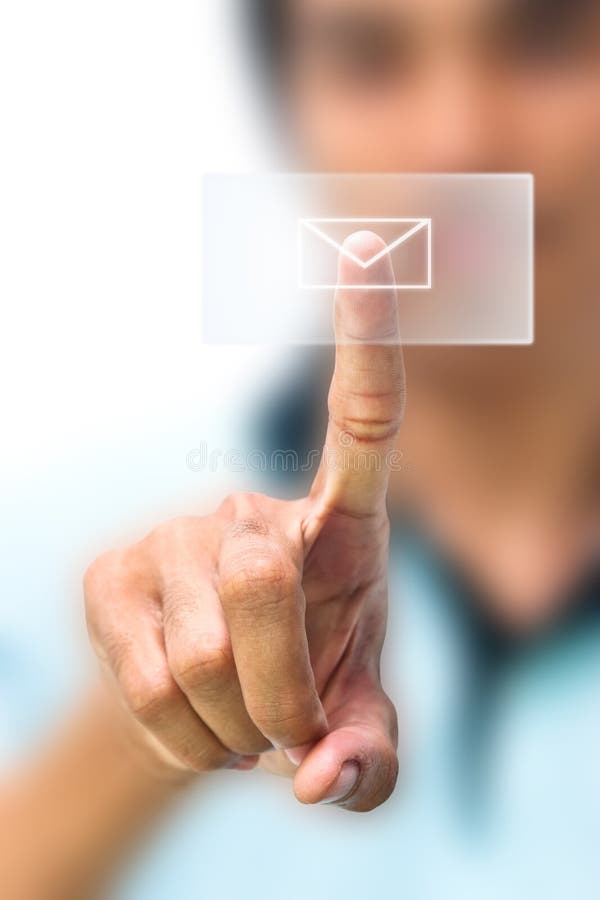 Man pushing email icon stock image. Image of choice, computer - 57878407
