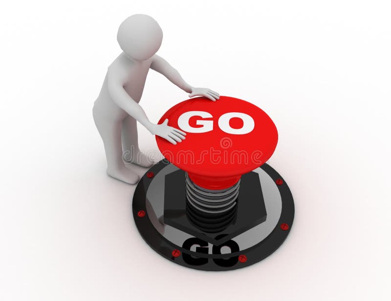 Man Pushing Button .3D Rendered Illustration Stock Illustration ...