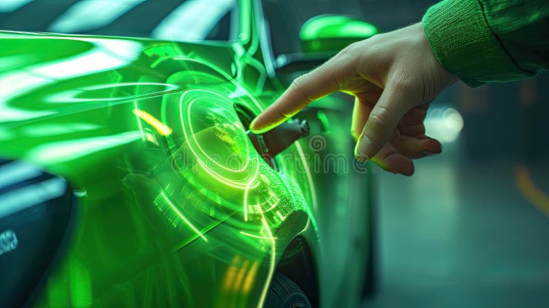 Man Pushing Green Car Button. Stock Photo - Image of future, recyclable ... Man Pushing Green Car Button. Stock Photo - Image of future, recyclable ...
