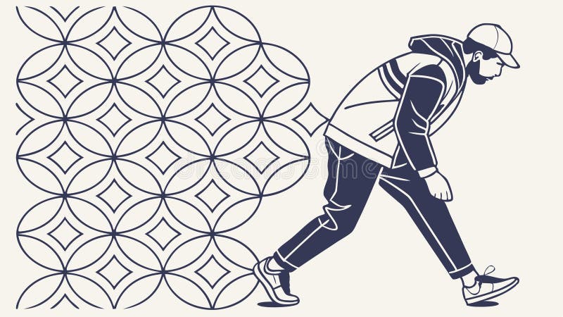 Man Pushing a Heavy Burden of Geometric Patterns Concept Vector, Vector ...