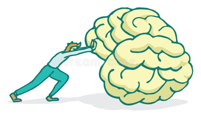 Man Pushing a Huge Brain Forward Stock Vector - Illustration of idea ...