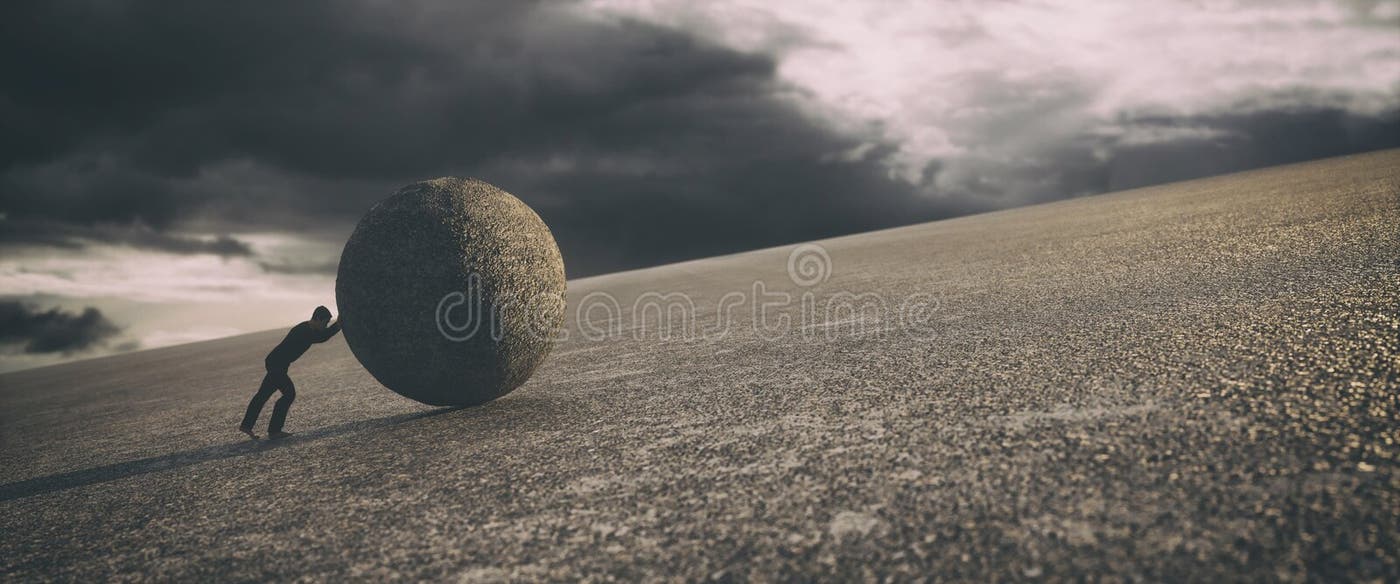 Man Pushing Rock Stock Illustrations – 487 Man Pushing Rock Stock ...