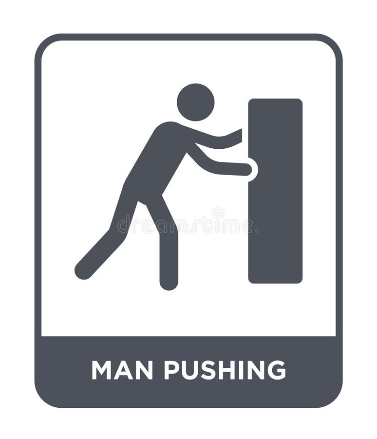 Man Pushing Icon in Trendy Design Style. Man Pushing Icon Isolated on ...