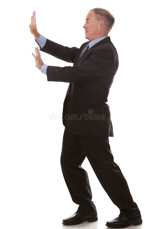 Cowering Business Man stock photo. Image of isolated, expression - 156736