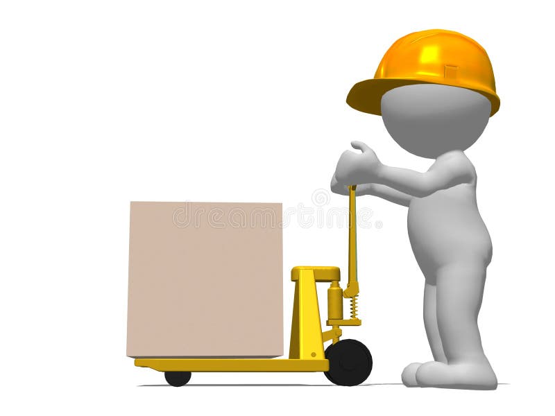 Man Pushing Pallet Truck With Blank Box Stock Illustration - Image ...