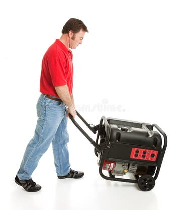 Man Pushing Portable Generator Stock Photo - Image of isolated ...