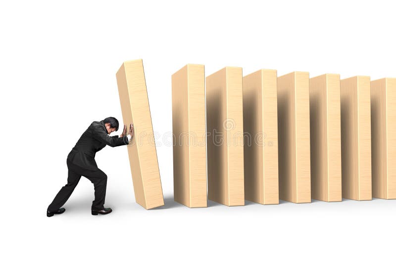 Man Pushing and Putting Dominoes in Line Stock Photo - Image of holding ...