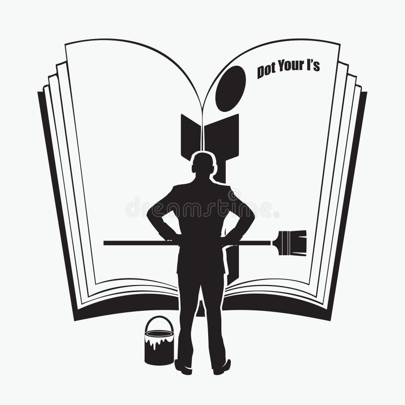 The Man Put a Dot Over the I Stock Vector - Illustration of brush, luck ...