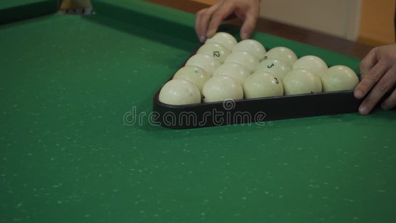 Man Puts Billiard Balls in a Triangular Pyramid Stock Footage - Video ...