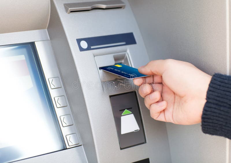 Man Puts Credit Card Atm Stock Photos - Free & Royalty-Free Stock ...