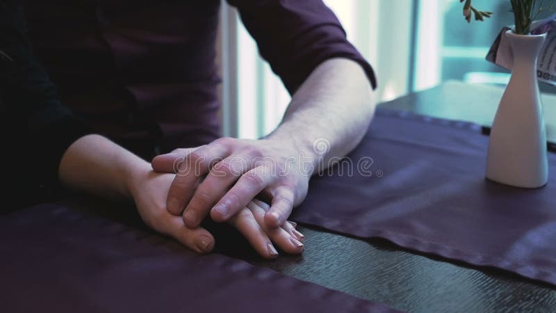 Man Puts His Hand on the Hand of a Woman Hand Stock Video - Video of ...