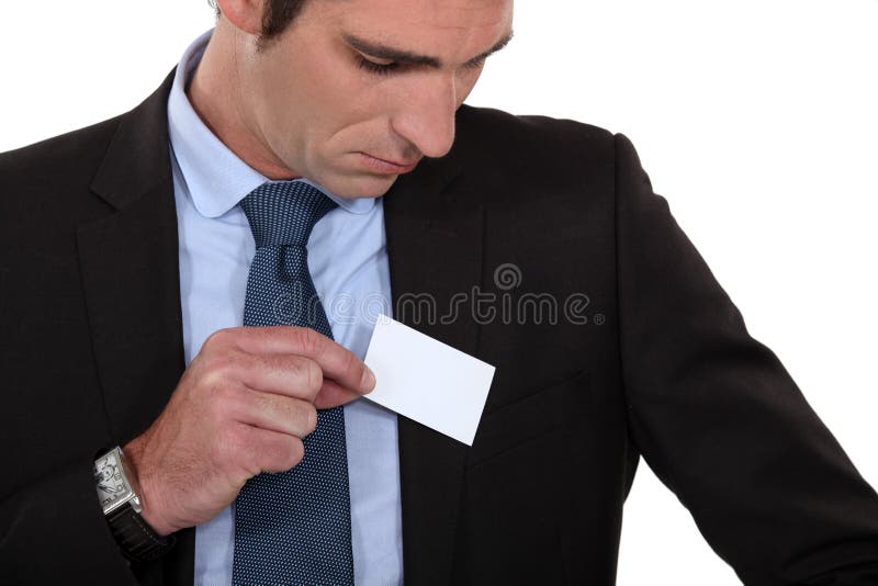 Man Putting Card into Pocket Stock Photo - Image of blazer, necktie ...