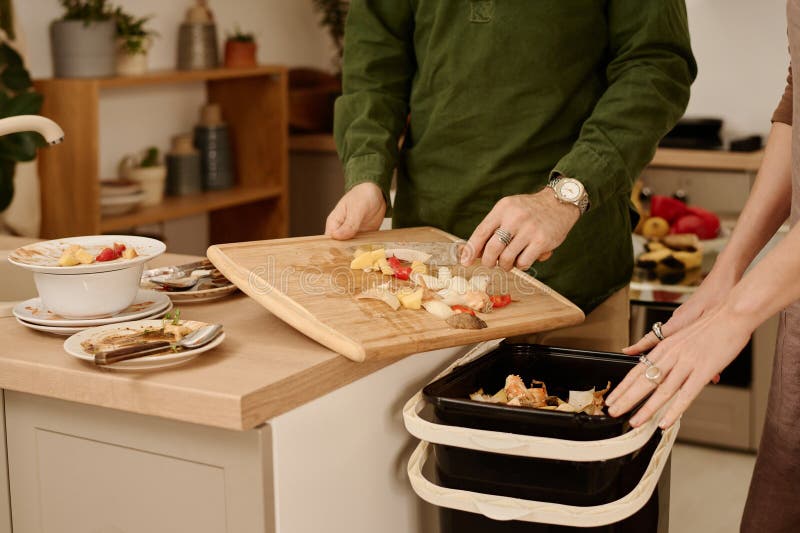 Man Putting Leftover Food in Compost Stock Image - Image of recycling ...
