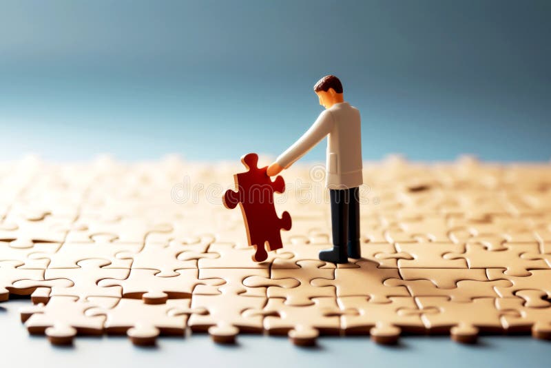 Man with Puzzle Piece in Desert Stock Photo - Image of decision, figure ...