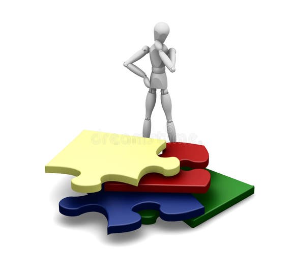 Man with puzzle pieces stock illustration. Illustration of connection ...