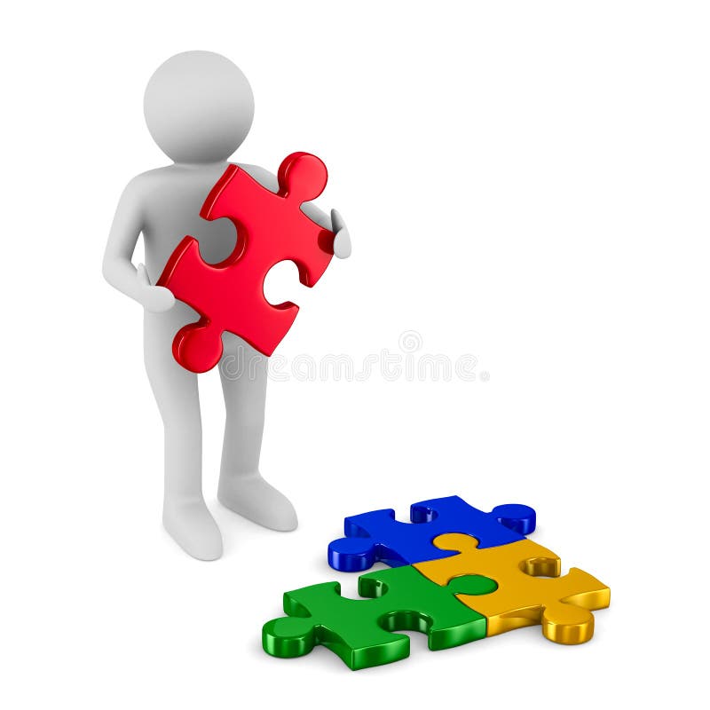 Two Man with Puzzle on White Background Stock Illustration ...