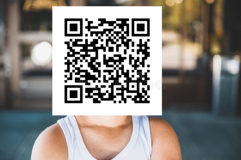 Man with Qr Code on His Face Stock Image - Image of payment, medical ...