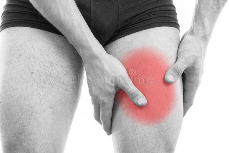 Man with quadriceps pain stock image. Image of medical - 95654973